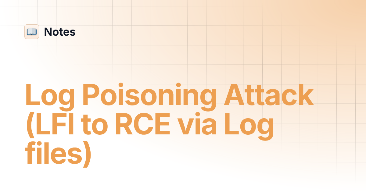 Log Poisoning Attack (LFI to RCE via Log files) | Notes